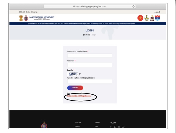 AFD CSD India Online Shopping Portal | afd.csdindia.gov.in login
